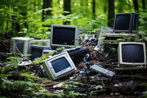 Premium Ai Image Electronic Waste Dumped In A Beautiful Forest