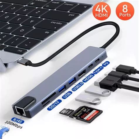 Tipo C Hub 8 En 1 Adaptador Usb C A Hdmi Con Ethernet MercadoLibre