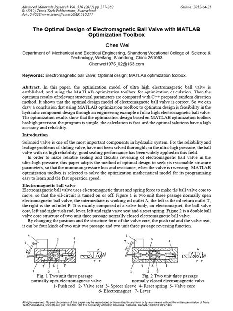 The Optimal Design Of Electromagnetic Ball Valve With Matlab