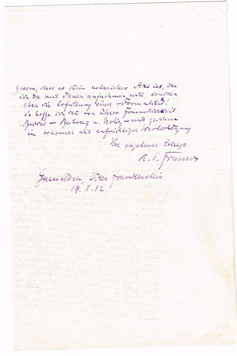 Eigenh Brief Mit Unterschrift By Franzos Karl Emil Schriftsteller
