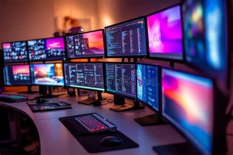 Multiple Monitors Setup for Productivity Stock Illustration - Illustration of arrangement ...