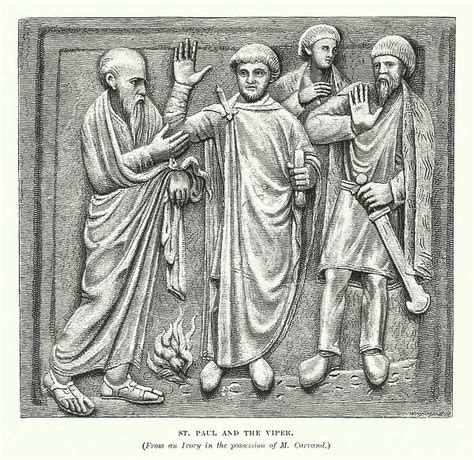 St Paul And The Viper Engraving Our Beautiful Pictures Are Available As Framed Prints Photos