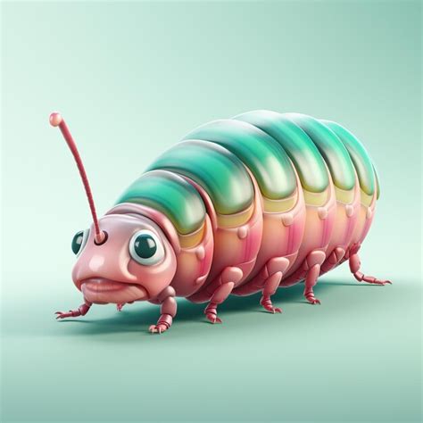 Premium Ai Image Cartoon Centipede 3d