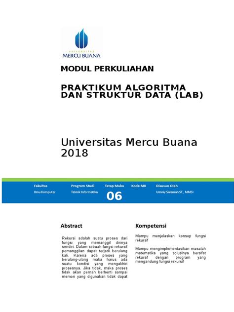 Modul Praktikum Algoritma And Struktur Data Tm6 Pdf