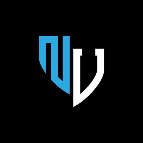 Nu Resumen Monograma Logo Diseño En Negro Antecedentes Nu Creativo