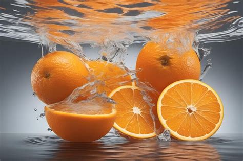 Premium Ai Image Fresh Orange Fallen In Water And Making A Splash