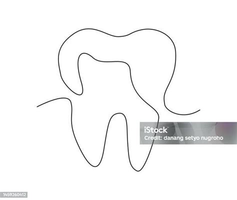 Dessin Continu Dune Ligne De La Dent Simple Dental Tooth Line Art