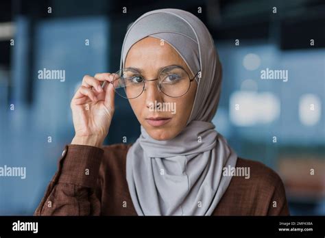 Close Up Photo Portrait Of Young Beautiful Arab Woman In Hijab He