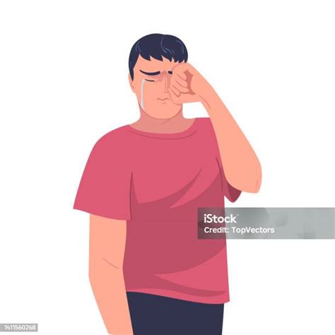 슬픔과 슬픔에서 울고 흐느끼는 우는 남자 캐릭터 슬프고 화가 난 벡터 일러스트 레이 션 감정에 대한 스톡 벡터 아트 및 기타