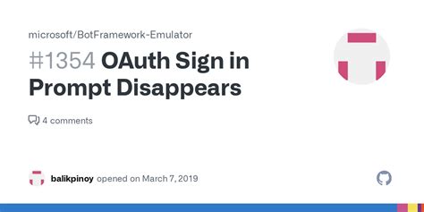 Oauth Sign In Prompt Disappears · Issue 1354 · Microsoftbotframework Emulator · Github