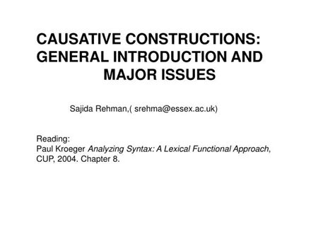PPT CAUSATIVE CONSTRUCTIONS GENERAL INTRODUCTION AND MAJOR ISSUES PowerPoint Presentation