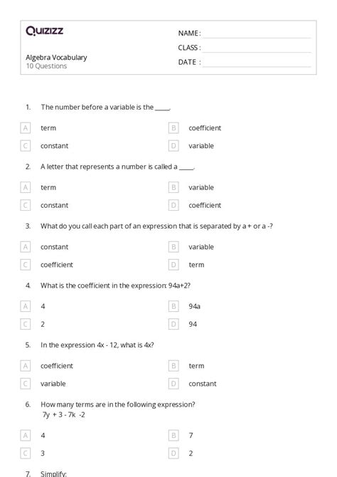 50 Algebra Worksheets For 8th Grade On Quizizz Free And Printable Worksheets Library