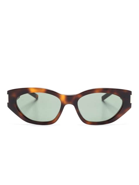 Saint Laurent Bold Geo Oval Frame Sunglasses Brown Editorialist