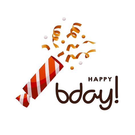 색종이 조각이 있는 파티 크래커가 있는 생일 파티 카드 카니발 포퍼 생일 축하 필기 프리미엄 벡터