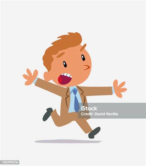 Personnage De Dessin Animé De Lhomme Daffaires Courant En Colère