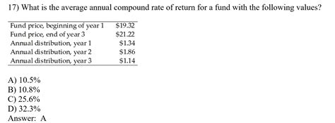 Solved 17 What Is The Average Annual Compound Rate Of