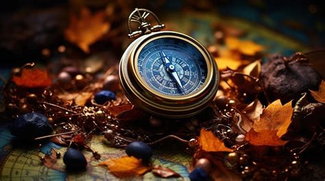 Premium Ai Image Realistic Map Compass Background Generative Ai