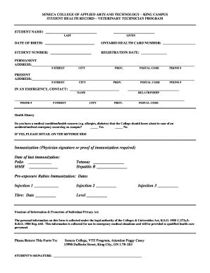 Fillable Online Vte Medical Form Seneca College Fax Email Print PdfFiller