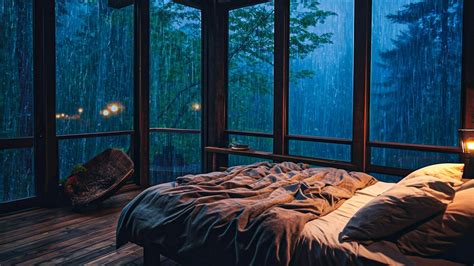 Beat Stress For Restful Sleep With Rain Showers And Thunder Echoed On