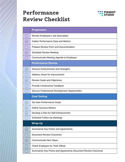 Performance Review Checklist Venngage