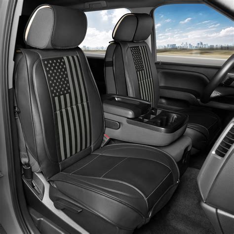 Motorbox Patriot Edition Faux Leather Black And Dark Gray Seat Covers Fo