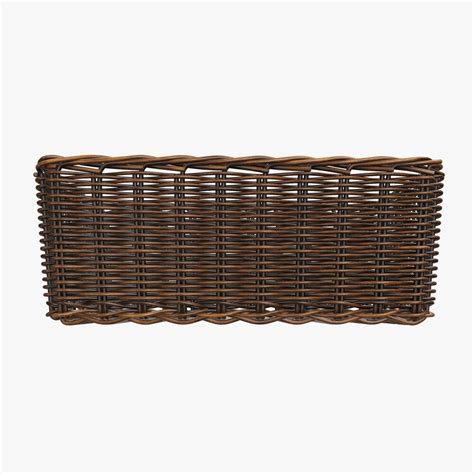 Rectangular Wicker Basket 01 Dark Brown 3d Model Download Tableware On