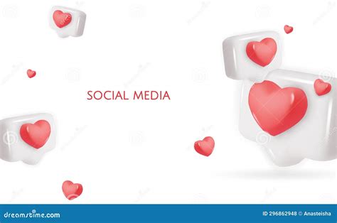 3d vector icon message dialog button with heart realistic elements for