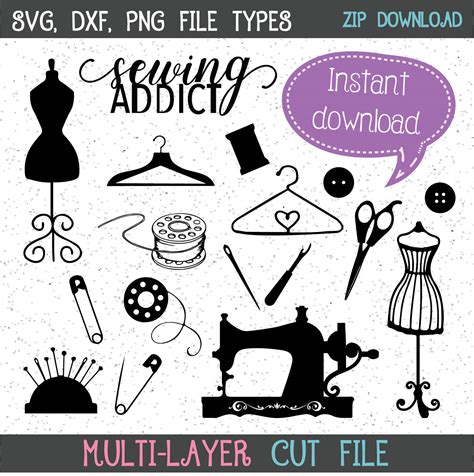 Sewing Sewing Svgs Sewing Addict Svg Sewing Silhouettes Etsy