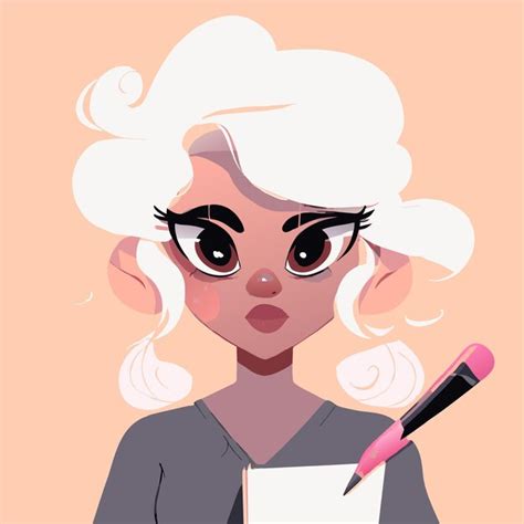 Black Girl Hand Drawn Flat Stylish Mascot Cartoon Character Drawing