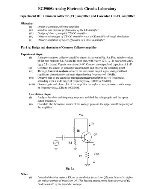 Manual Of Experiments Expt 3 Pdf Amplifier Electrical Network