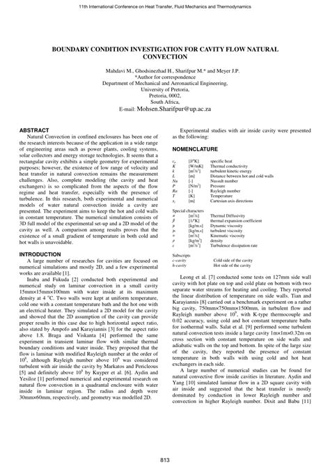 Pdf Boundary Condition Investigation For Cavity Flow Natural Convection