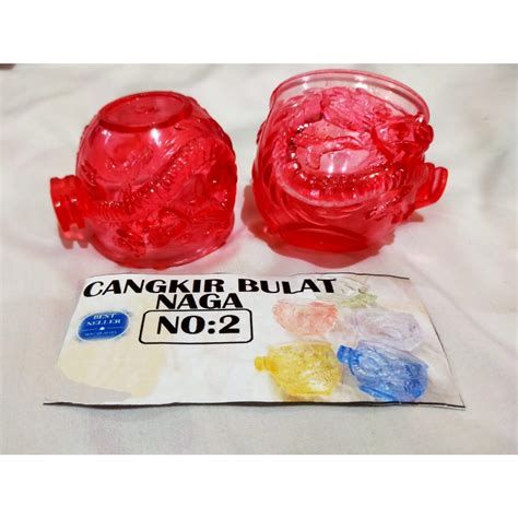 Jual CANGKIR CEPUK BULAT BERMOTIF NAGA YANG ELEGAN Harga Per 1 Pcs