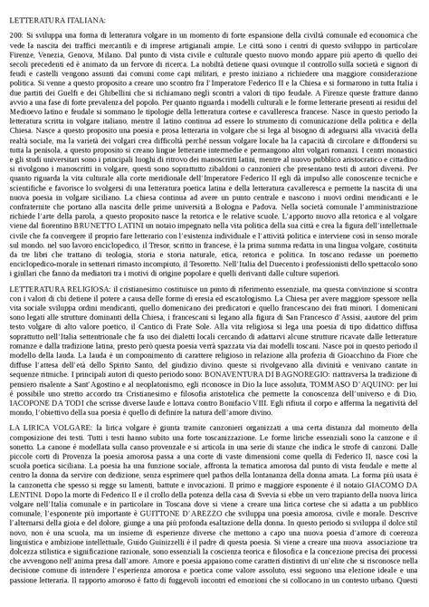 Riassunto Letteratura Italiana Secoli Duecento Trecento E Settecento