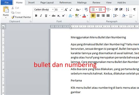 Cara Mudah Menggunakan Menu Bullet Dan Numbering Belajar Microsoft Word