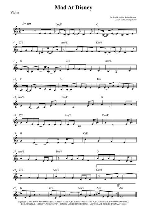 Mad At Disney Violin Solo Digital Sheet Music Sheet Music Plus