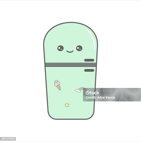 귀여운 만화 냉장고 자석 벡터 일러스트 레이 션은 흰색 바탕에 격리와 냉장고에 대한 스톡 벡터 아트 및 기타 이미지 냉장고