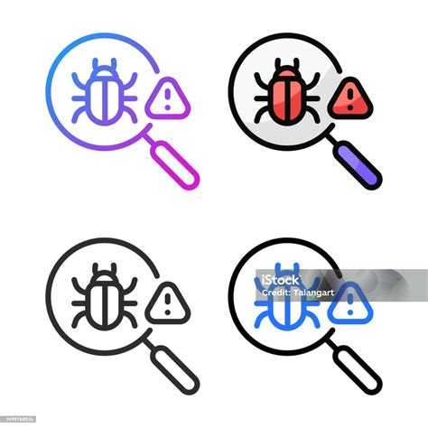 4가지 변형 색상의 버그 감지기 아이콘 디자인 0명에 대한 스톡 벡터 아트 및 기타 이미지 0명 곤충 데이터 Istock