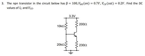 Solved The Npn Transistor In The Circuit Below Has Chegg
