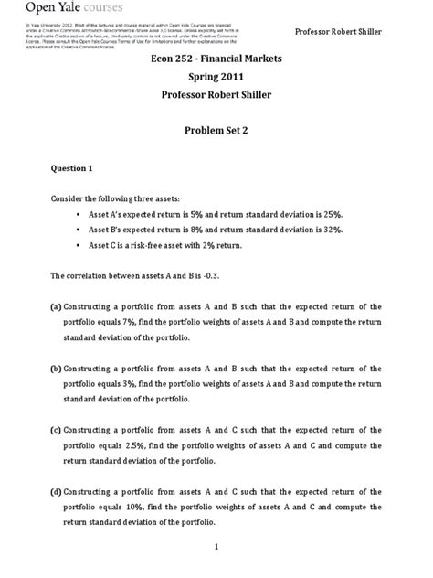 econ 252 spring 2011 problem set 2 pdf capital asset pricing model