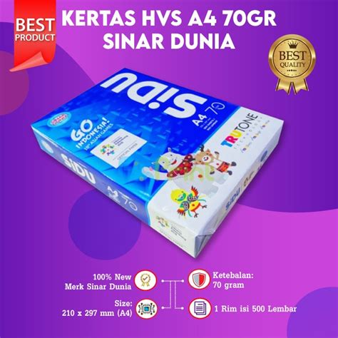 Jual Kertas HVS A Gram Gr Sinar Dunia Lembar SIDU A Sheets Jakarta Pusat