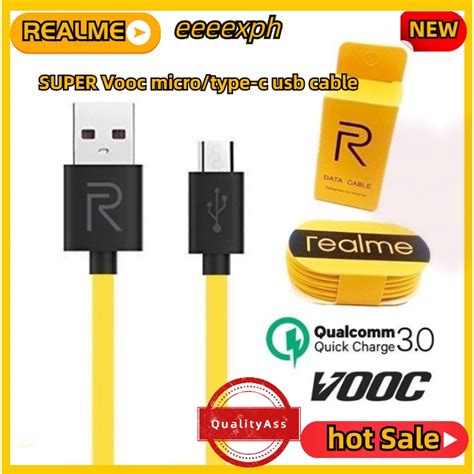 Realme Data Cable A Vooc Fast Charging Micro USB TYPE C USB Cable Fast Charge Shopee Philippines