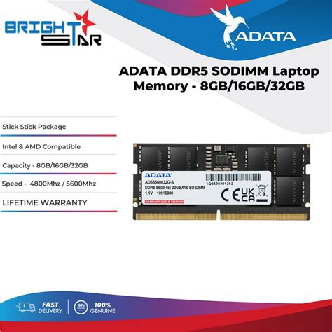 Adata Ddr5 Sodimm Laptop Memory 8gb 16gb 32gb Shopee Malaysia