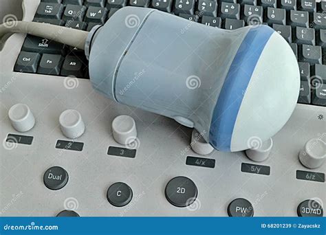 Modern Abdominal Volumetric 3d4d Probe Placed On Keyboard Of Usg