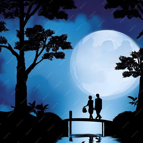 Premium Ai Image Silhouette Of A Couple In The Moonlight