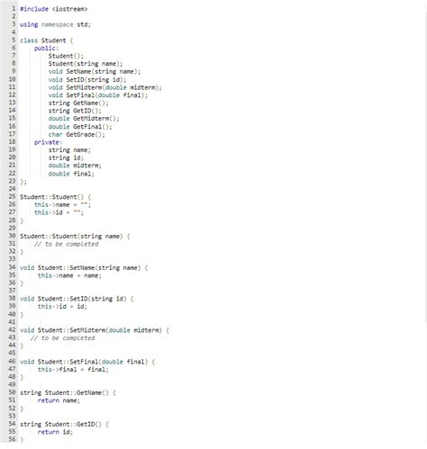 Solved Complete A Class Named Student With The Following Chegg