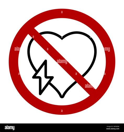 No Access With Pacemaker Symbol Prohibition Sign Line Icon Flat Vector Illustration Isolated