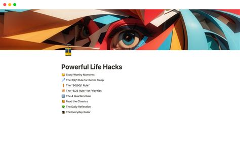 Powerful Life Hacks Notion Template
