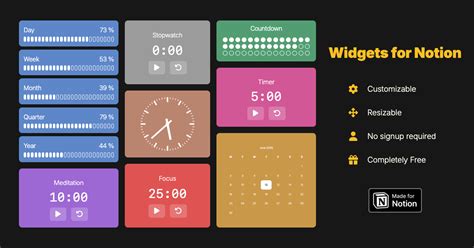 Free Notion Widgets Customizable And Minimalist