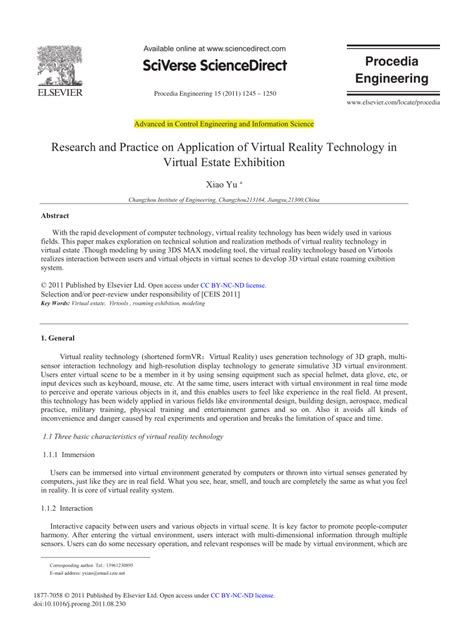 Pdf Research And Practice On Application Of Virtual Reality
