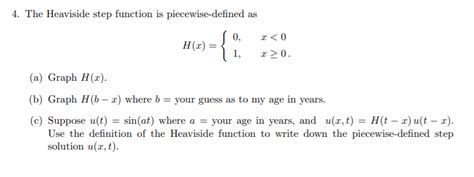 Solved The Heaviside Step Function Is Piecewise Defined As Chegg